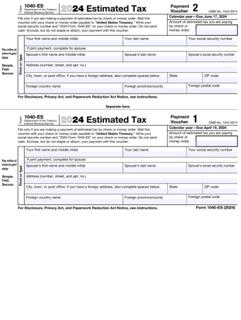 Tax Form 1040-ES (2023) > IRS 1040-ES Form, Printable Instructions, Fillable Blank PDF & Example